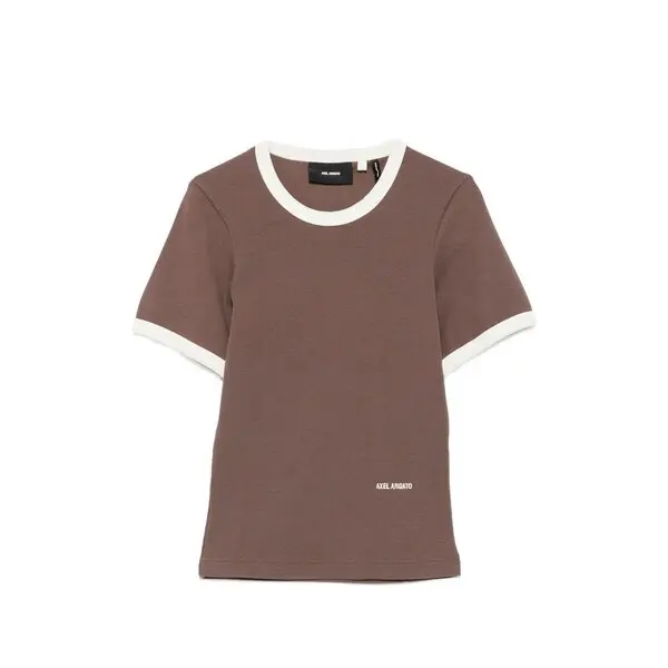 Axel Arigato Ribbed Knit Crewneck T-shirt With Logo Embroidery - Brown