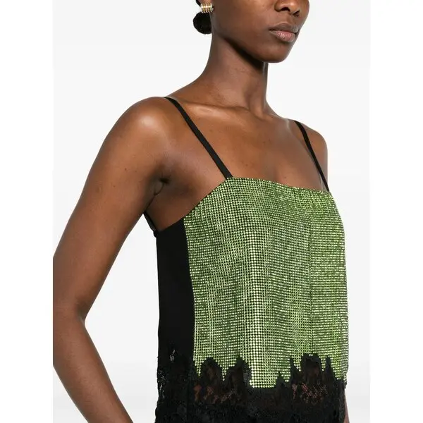 SELF-PORTRAIT Rhinestone Embellished Lace Trim Camisole