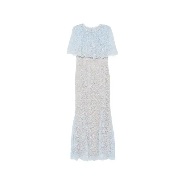 SELF-PORTRAIT Lace Embellished Maxi Dress - Blue