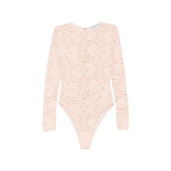 SELF-PORTRAIT Floral Lace Round Neck Long Sleeve Top - Cream