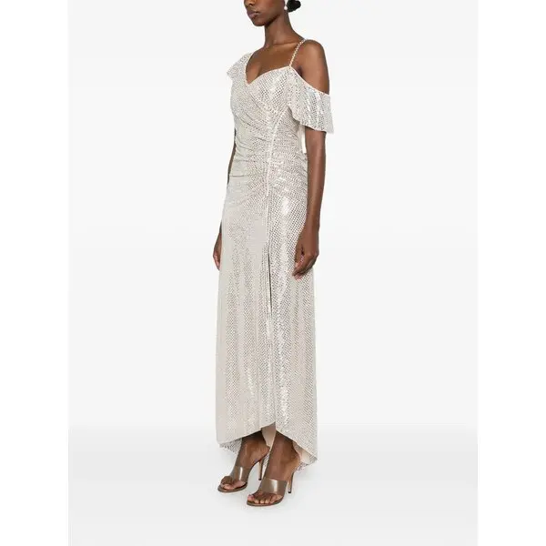 SELF-PORTRAIT Sequin Embellished Ruffled Cold-shoulder Evening Dress