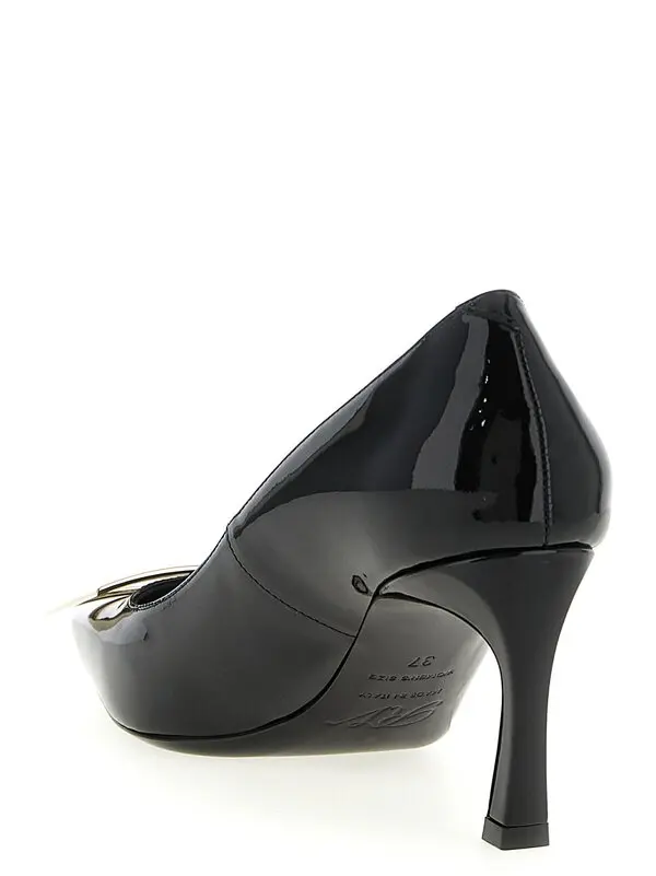 ROGER VIVIER Trompette Patent Leather Pumps With Buckle Detail - Black