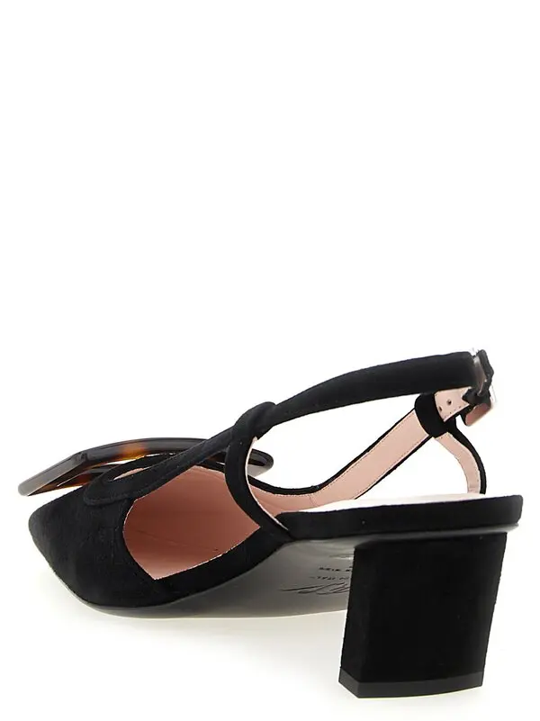 ROGER VIVIER Belle Viver Slingback With Tortoiseshell Buckle - Black