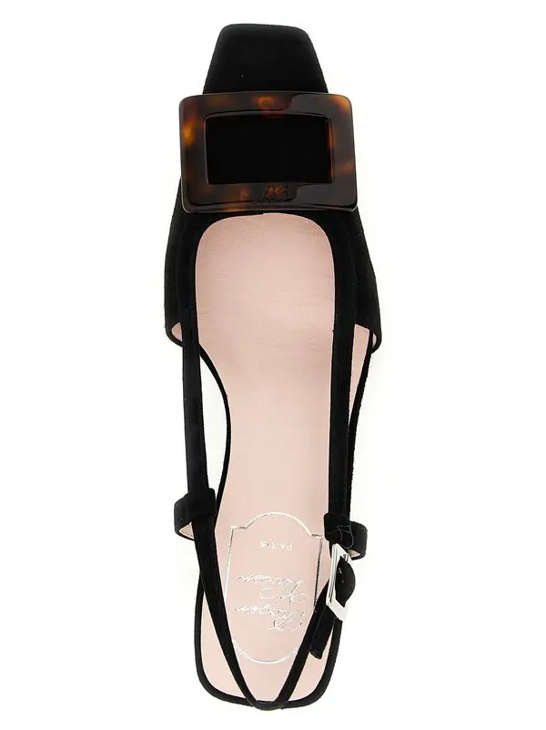 ROGER VIVIER Belle Viver Slingback With Tortoiseshell Buckle - Black