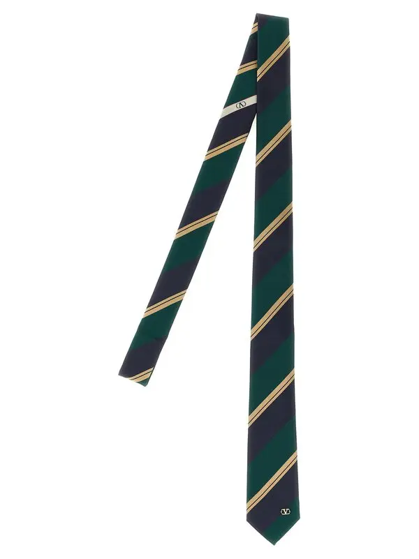 Valentino Garavani Jacquard Regimental Silk Tie With Vlogo Signature - Multicolor