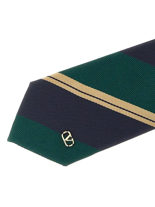 Valentino Garavani Jacquard Regimental Silk Tie With Vlogo Signature - Multicolor