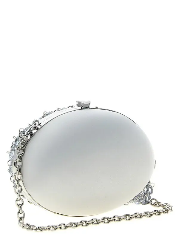 SELF-PORTRAIT Crystal Chain Embellished Clutch - Gray
