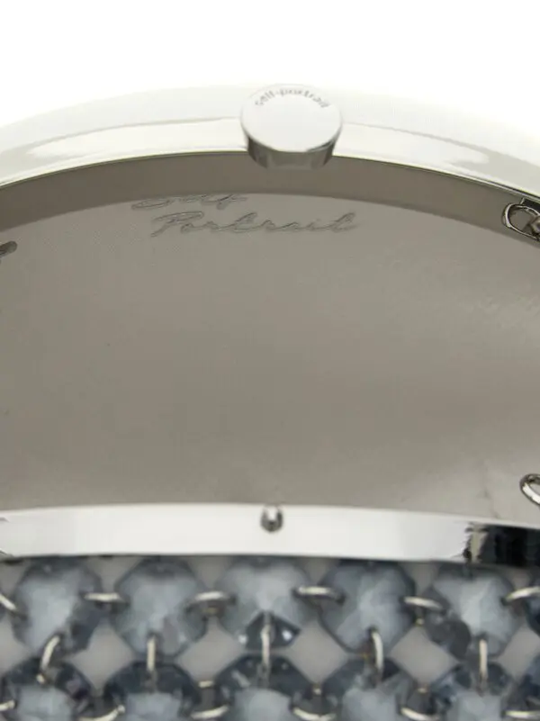 SELF-PORTRAIT Crystal Chain Embellished Clutch - Gray