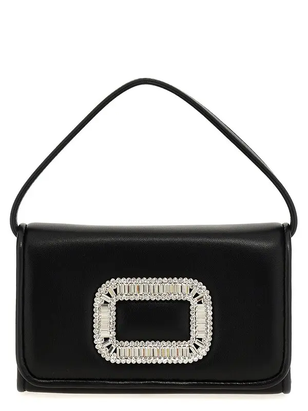 ROGER VIVIER Pilgrim Micro Handbag With Embellished Clasp - Black