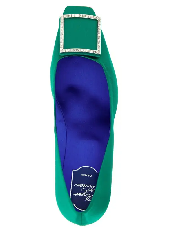 ROGER VIVIER Trompette Satin Pumps With Rhinestone Buckle