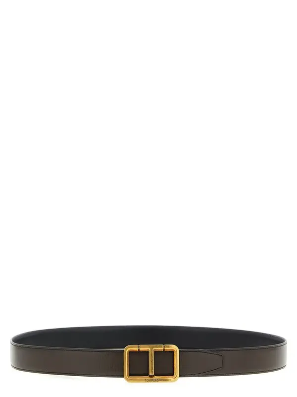 TOM FORD Reversible Leather Belt With Antique Logo Buckle - Multicolor