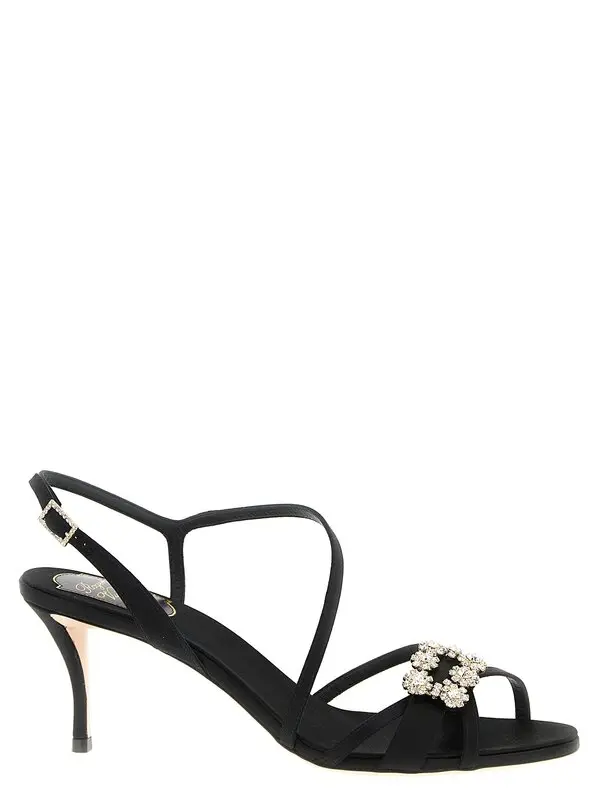 ROGER VIVIER Mini Flower Strass Sandals - Black
