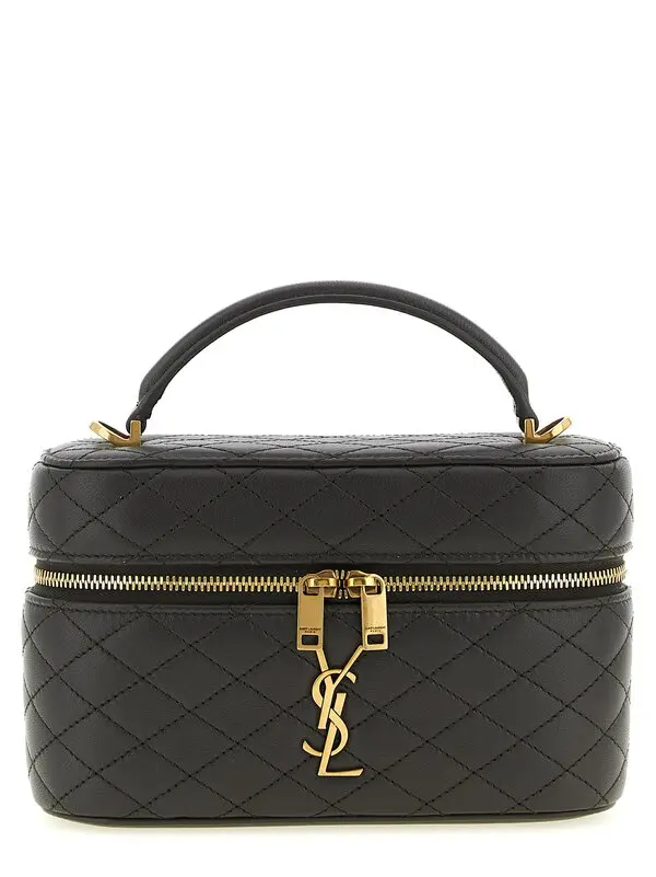 Saint Laurent Gaby Vanity Quilted Leather Handbag - Gray