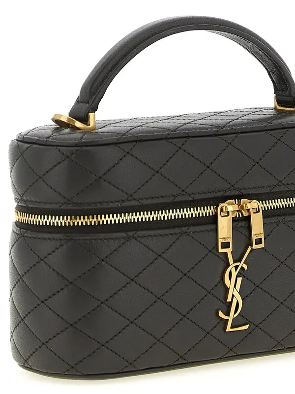 Saint Laurent Gaby Vanity Quilted Leather Handbag - Gray