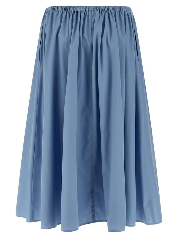 Marni Poplin Midi Skirt With Leather Details