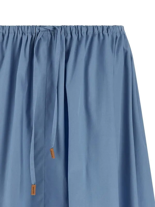 Marni Poplin Midi Skirt With Leather Details