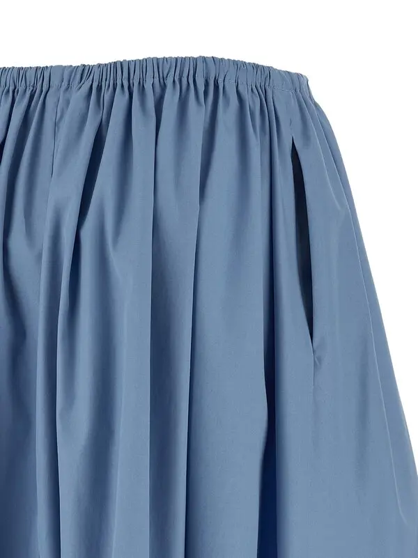 Marni Poplin Midi Skirt With Leather Details
