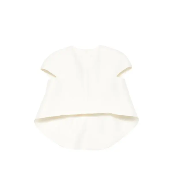 Balenciaga White Short Sleeve Round Neck Zip Fastening Top - Cream