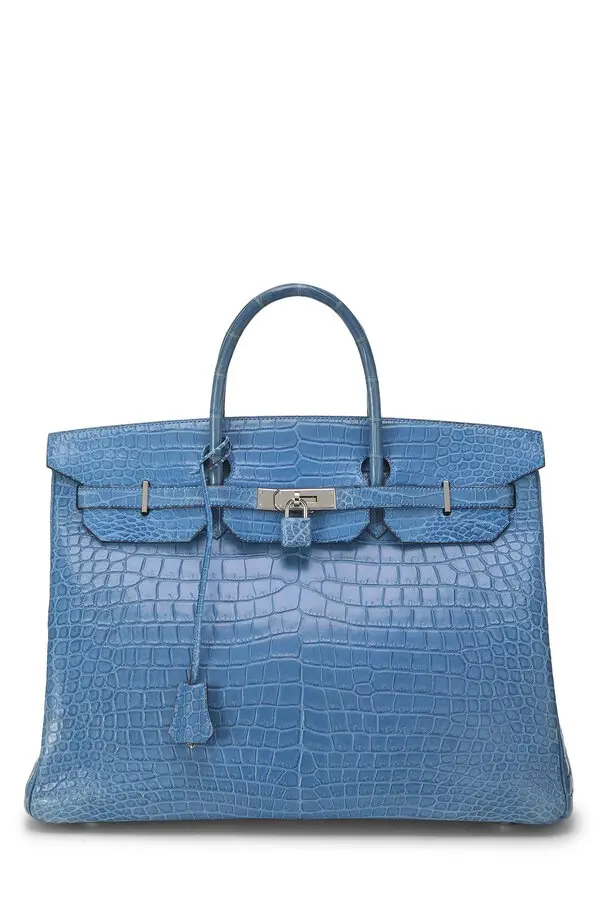 Hermès Porosus Crocodile Birkin 40 Bag - Blue