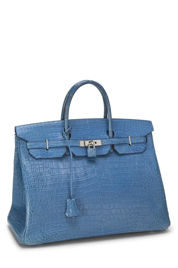 Hermès Porosus Crocodile Birkin 40 Bag - Blue