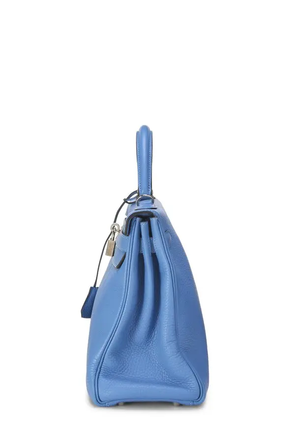Hermès Kelly Retourne 32 Clemence Leather Bag With Palladium Hardware - Blue