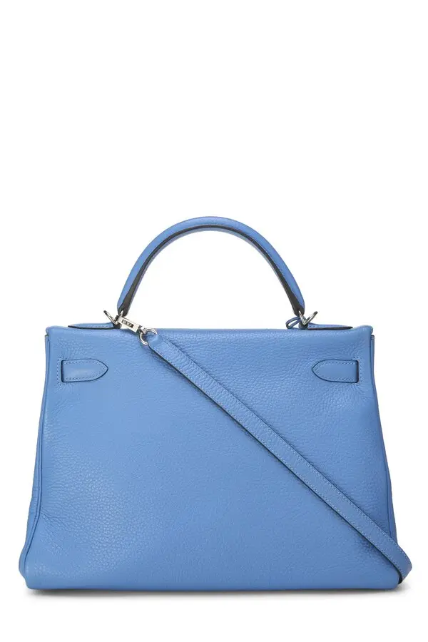 Hermès Kelly Retourne 32 Clemence Leather Bag With Palladium Hardware - Blue