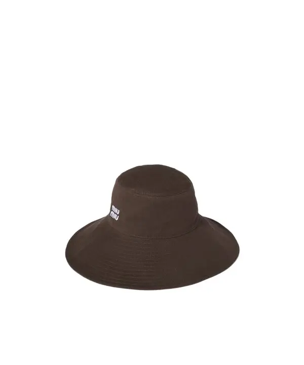 Miu Miu Logo-embroidered Bucket Hat - Dark Brown/iris