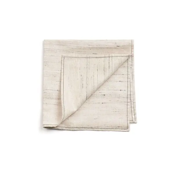 STUDIO VARIOUSLY Kora Off Peace Silk Handloom Napkin Set - White