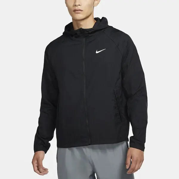 Nike Small Logo Solid Color Hooded Track Jacket Black
