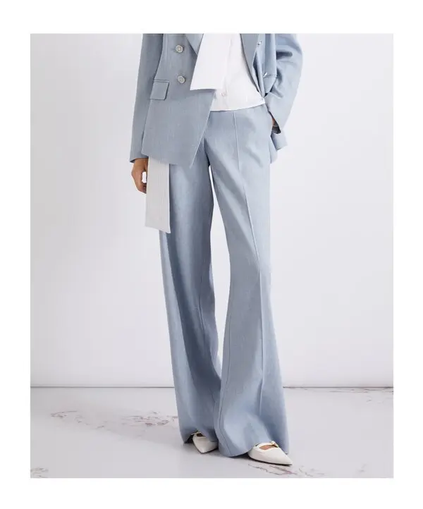 Marella Palazzo Trousers In Herringbone Linen And Viscose