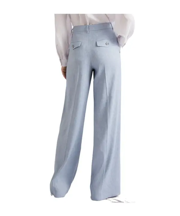 Marella Palazzo Trousers In Herringbone Linen And Viscose