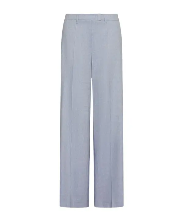 Marella Herringbone Tailored Palazzo Trousers - Light Blue