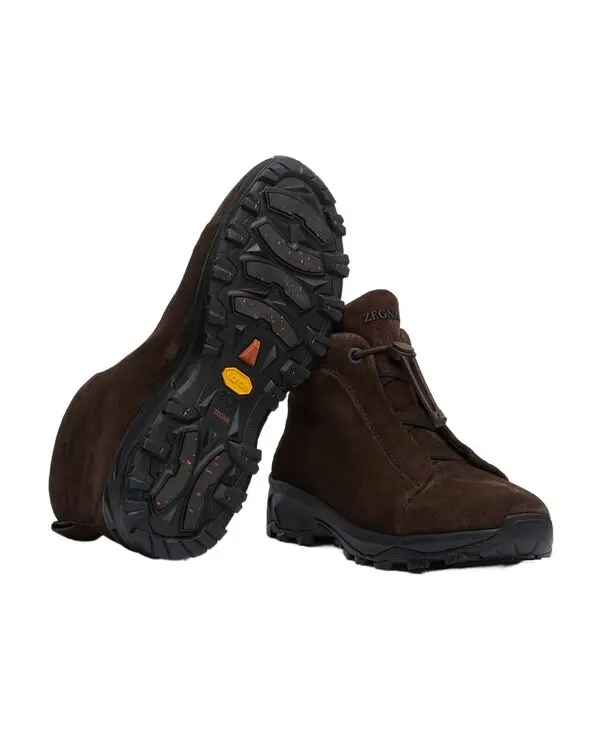 Zegna Triple Stitch Vetta Suede Sneakers - Brown