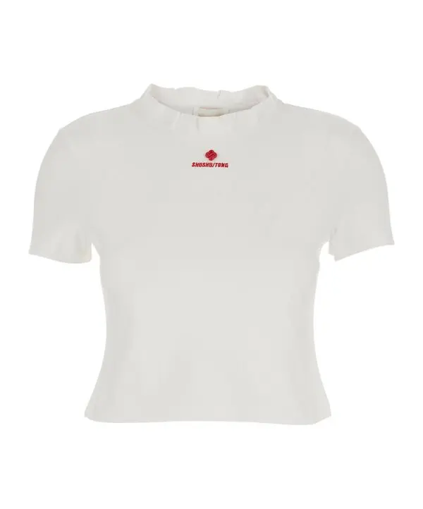 SHUSHU/TONG Wave Collar Logo T-shirt