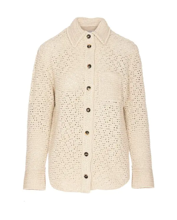 Bottega Veneta Crochet Knit Shirt - White