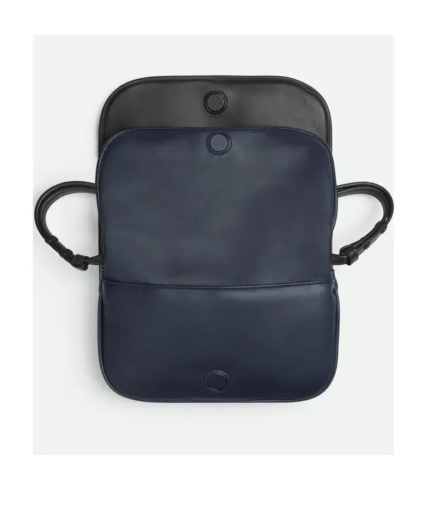Bottega Veneta Intrecciato Foldover Top Shoulder Bag - Black/space