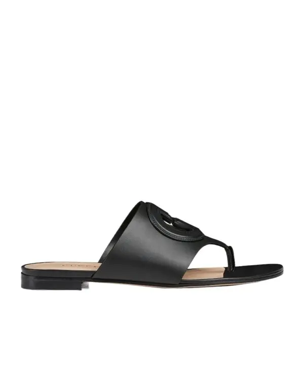 Gucci Interlocking G Hollow-out Slipper - Black