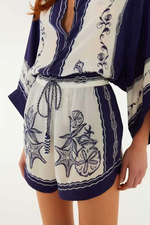 Farm Rio Starfish Print Drawstring Shorts