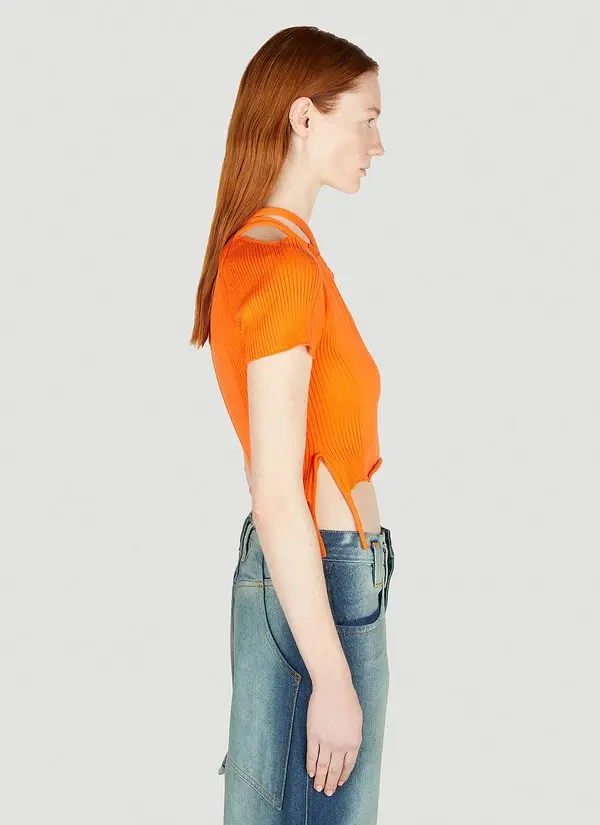 Ottolinger Asymmetrical Neckline Short-sleeved Knitted T-shirt