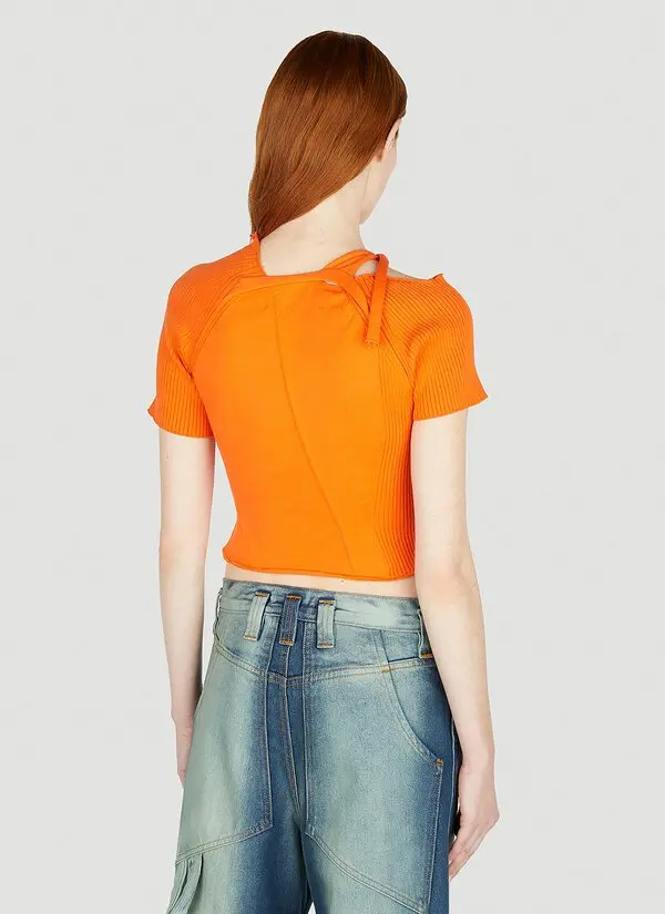 Ottolinger Asymmetrical Neckline Short-sleeved Knitted T-shirt