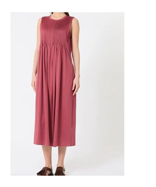 Max Mara Sleeveless Crew Neck Dress - Cherry Red