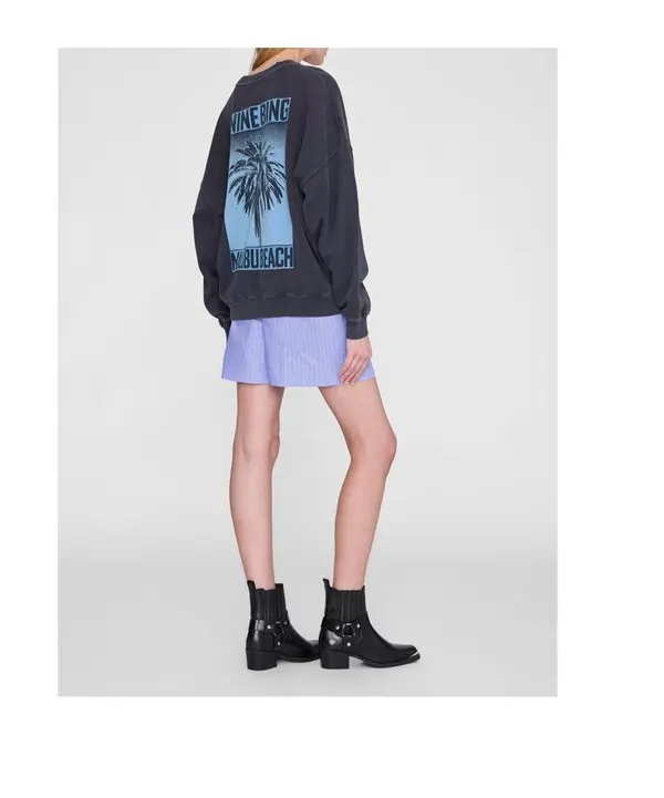 ANINE BING Palm Graphic Sweatshirt - Washed Black