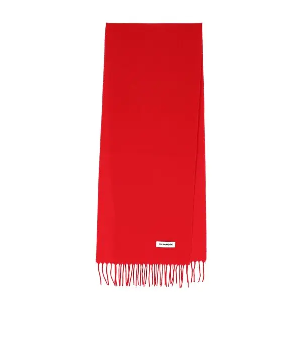 JIL SANDER Fringed Logo Patch Scarf