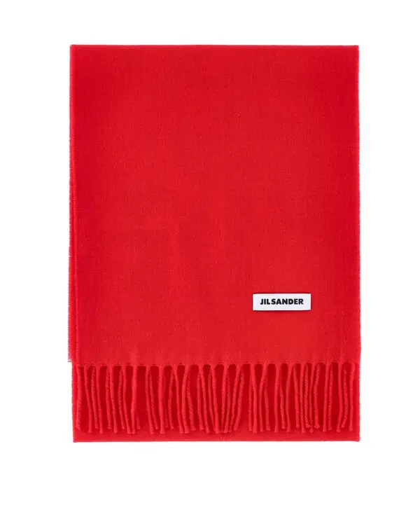 JIL SANDER Fringed Logo Patch Scarf