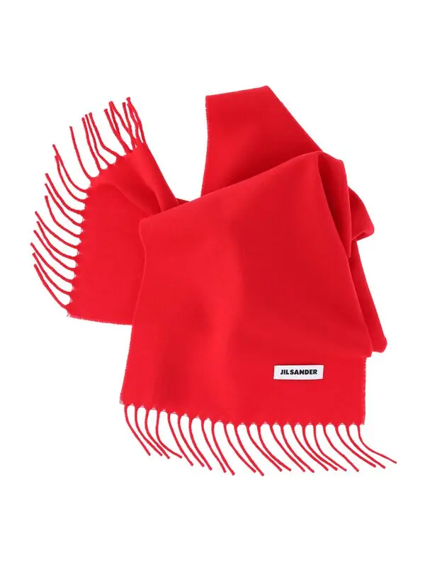 JIL SANDER Fringed Logo Patch Scarf