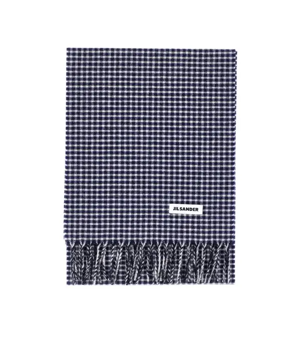 JIL SANDER Checked Fringed Scarf