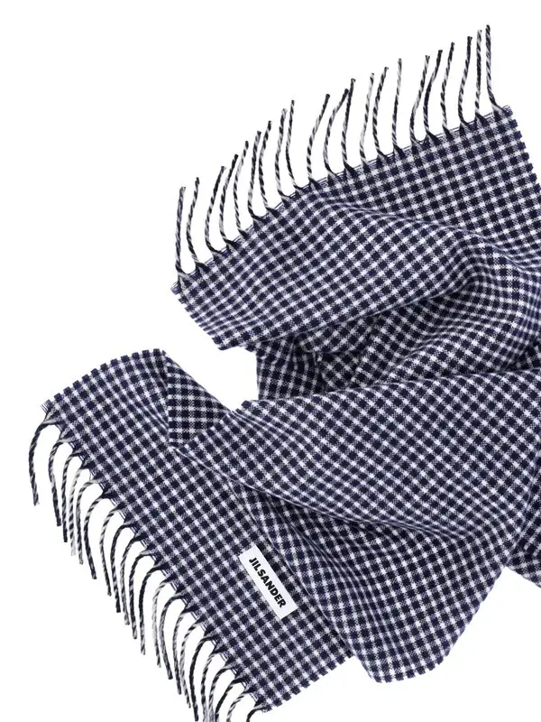 JIL SANDER Checked Fringed Scarf