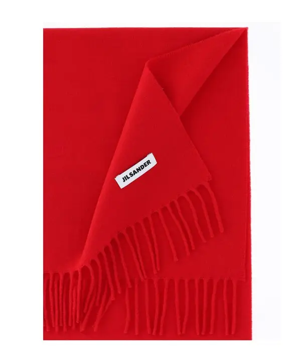 JIL SANDER Fringed Logo Scarf