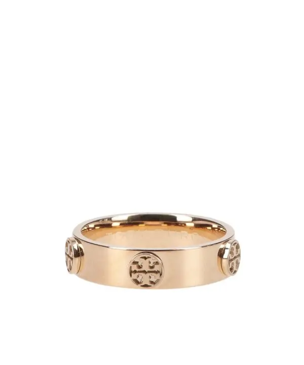 Tory Burch Gold-plated Stainless Steel Logo Band Ring - Yellow