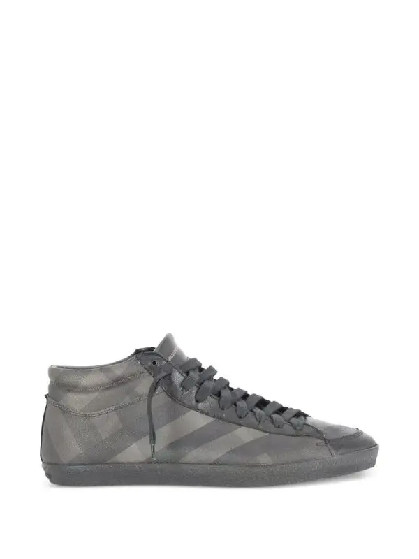 Burberry Check-print Coated Canvas High-top Sneakers - Grey